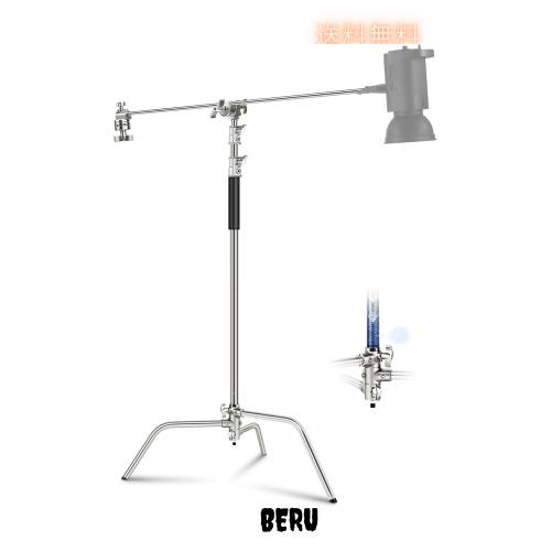 NEEWER Cスタンド ブームアームプロ 100%ステンレス鋼 エアクッション高耐久 写真ライトスタンド 最大高さ10.8ft/330cm 4.2ft/128cm保持