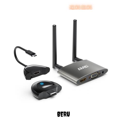 ワイヤレス HDMI 送受信機 [AIMIBO新型USB-C出力追加] HDMI＆VGAデュアル送信 1080P/設定不要/5G/50M 無線接続 技適マーク取得 音画同期