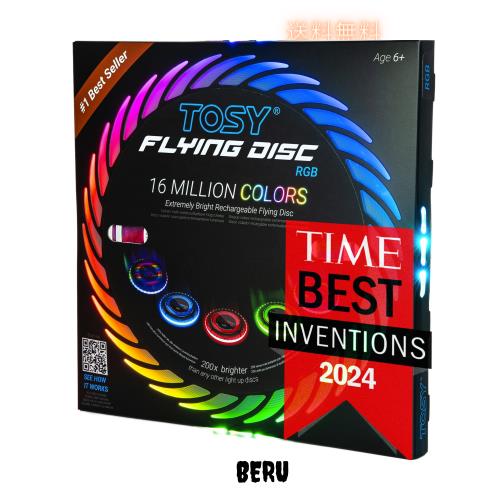 TOSY フライングディスク - 1600万色RGBまたは36個のLED、非常に明るい、スマートモード、自動ライトアップ、充電式、クリスマス、誕生日