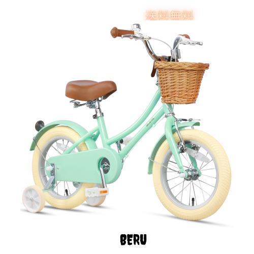 【Glerc】Little Molly 女の子子供用自転車 可愛いキッズバイク 乗り練習 低学年 幼児 貼り紙DIY 三輪自転車 柔らかいサドル 藤カゴ付き