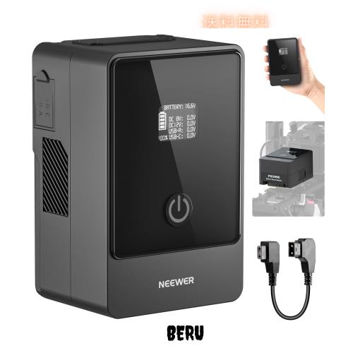 NEEWER ミニVマウントバッテリー 6800mAh 99Wh 14.5V ミニVロック電池 PD 65W 双方向 Type C 急速充電 D Tap/BP/USB A/デュアルDCポート/