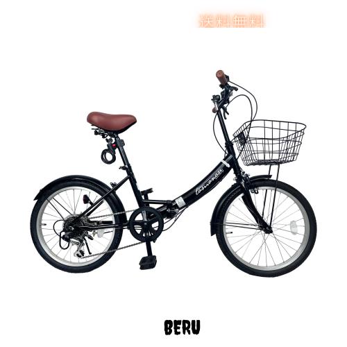 TOMONAU 折り畳み自転車 20インチ 折りたたみ自転車 6段変速 カゴ ワイヤー錠 ライト付き 通勤 通学 街乗 前後泥除け装備 ハンドルの高さ