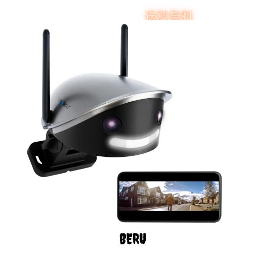 【180°超広視角】GENBOLT 400万画素 防犯カメラ ワイヤレス 屋外 監視カメラ Wi-Fi ネットワークカメラ カラー暗視 AI人体検知 声光威嚇