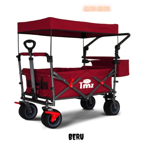 TMZ折りたたみ式全地形ガーデン車両、屋外キャンプキャンプ車両、取り外し可能なルーフ、伸縮式プルロッド、マルチスピード調整可能プッ