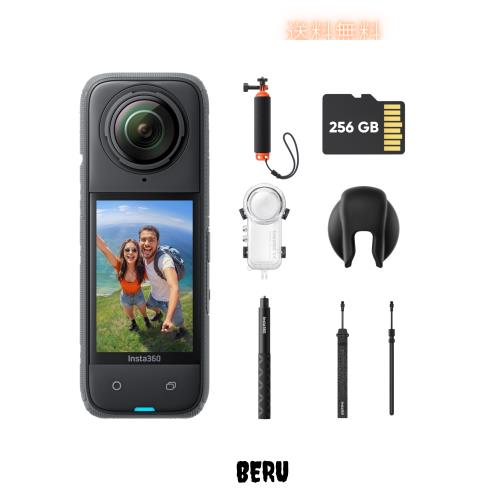 Insta360 X4-8K防水360度アクションカメラ、4K広角動画、見えない自撮り棒効果、着脱式レンズガード、135分の連続撮影可能なバッテリー、