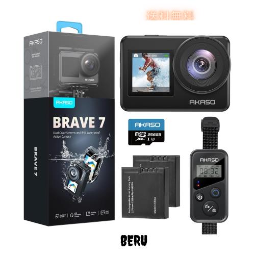 アクションカメラ-AKASO Brave7-4K 256GB ウェアラブルカメラ IPX8本機防水10M 水中カメラ 6軸手ぶれ補正 WiFi アクションカム クイック