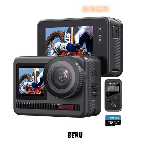 AKASO Brave8 アクションカメラ 4K60fps 48MP スーパースムーズ手ぶれ補正 ウェアラブルカメラ IPX8本機防水10M 水中カメラ 1550mAhバッ