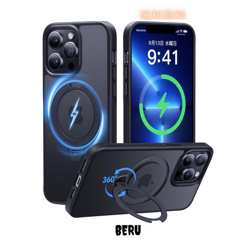 【2025最高傑作＆定点360度回転】CASEKOO iPhone 13Pro Max 用 ケース 超強磁力 米軍MIL規格 耐衝撃 高耐久性【横縦両立・角度調整】指紋