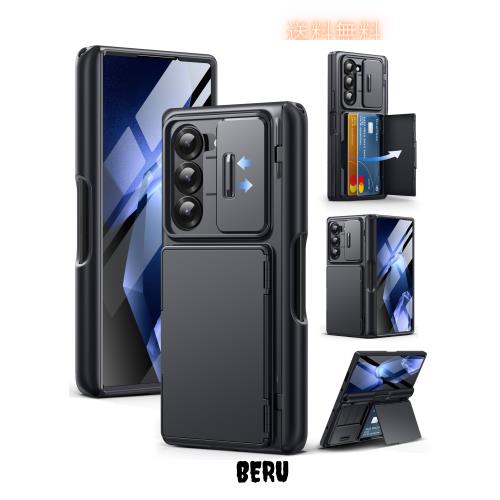 TONGATE for Z Fold 6 ケース、[カードホルダーとSペンホルダー付き] [ガラススクリーンプロテクターとスライドカメラカバー] Samsung Ga