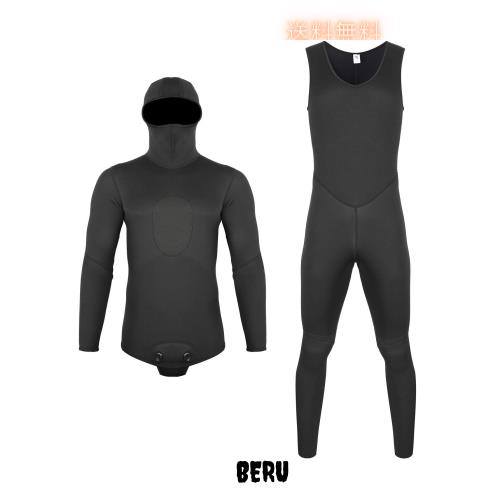 MORGEN SKY ウェットスーツ メンズ 3mm スピアフィッシング 素潜り フード一体式 2ピース 上下セット ロングジョン仕様 MY011 (上下セッ