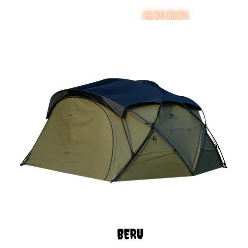 TOMOUNT シェルターテント TCテントドームテント アルミポール 2~3人用 自立式 ポリコットンテント【TPUドア + メッシュドア】煙突穴付き