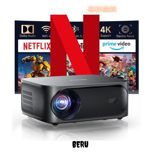 【公式認定アプリNetflix/YouTube/Prime Video内蔵 ＆DoIby対応】 iSinbox 家庭用小型プロジェクター 800ANSIネイティブ1080p 電動フォー