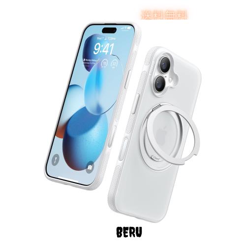 TORRAS iPhone 16 用 ケース カメラコントロールボタン付き【チクチク・多機能360度回転スタンド】 縦横両対応 マグネット搭載 MagSafe対