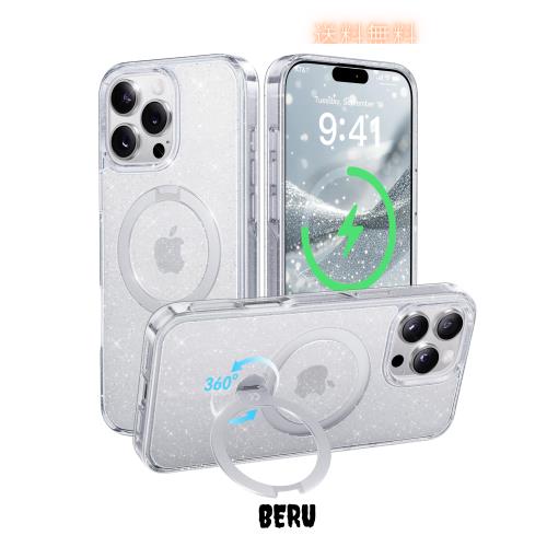 【透き通る上質感・定点360°回転】CASEKOO iPhone 16 Pro Max 用ケース キラキラ クリア 米軍規格保護 フィット感 MagSafe対応 最大25W