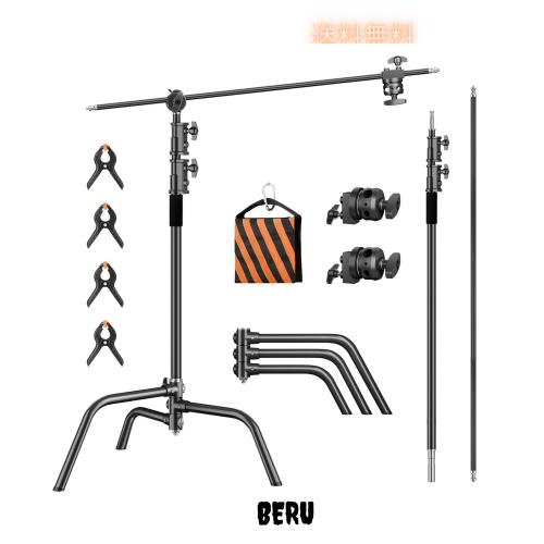 SOONPHO センチュリースタンド 2M Cスタンド 写真ライトスタンド 88cmブームアームと2つのグリップヘッド付き ステンレス鋼 耐荷重35kg