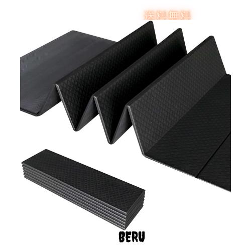 Feetlu 折りたたみ式ヨガマット - 12mmx61cmx183cm、大型、軽量、収納簡単 - ヨガ、ピラティス、ホームトレーニング、フロアエクササイズ