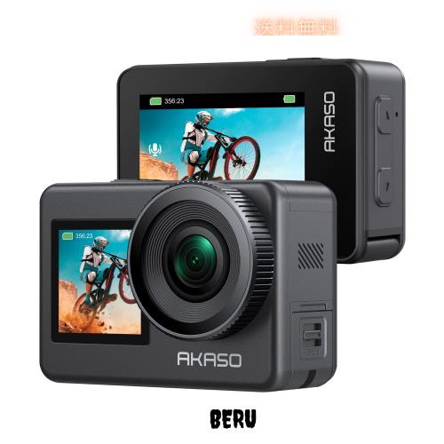 AKASO Brave7 アクションカメラ4K60fps 20MP IPX8本機防水10M 水中カメラ 6軸手ぶれ補正 音声制御機能 外部マイク対応 アクションカム ス