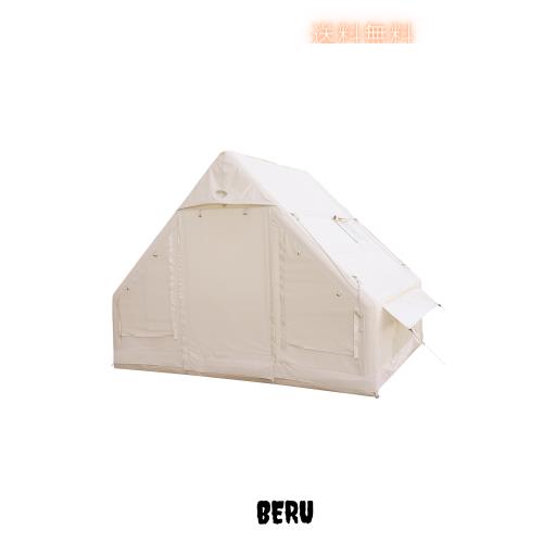 GOTENTIFY インフレータブルテント エアー アーミーグリーン 簡単組み立て ポリコットン素材 2~3人用 ロッジ 煙突穴付き 4シーズン ロッ