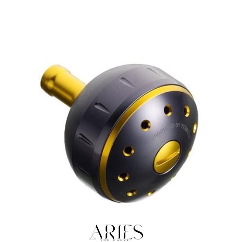 シマノ(SHIMANO) 純正 リールパーツ 夢屋 アルミラウンド型パワーハンドルノブ ブラック/ゴールド Sサイズノブ TypeA用