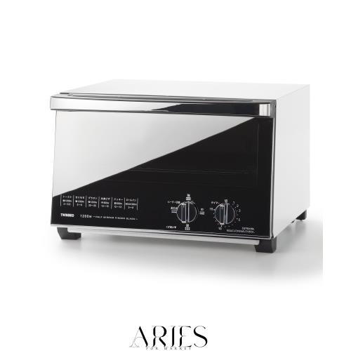 ツインバード トースター オーブントースター 4枚焼き 出力切替 (300W~1200W) 燕三条 ミラーガラス 焼きムラ軽減 スタイリッシュ 【メー