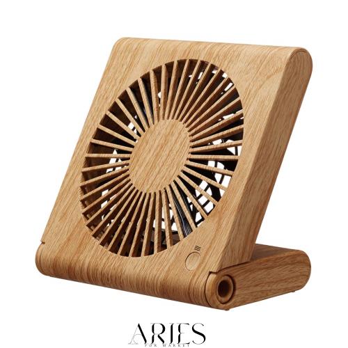 ドウシシャ 卓上扇風機 スリムコンパクトファン 3電源(AC USB 乾電池) 風量3段階 静音 ピエリア ナチュラルウッド