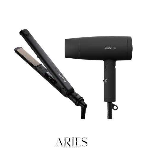SALONIA サロニア スターターセット ドライヤー ヘアアイロン 24mm ブラック