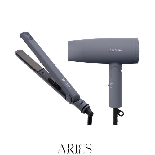 SALONIA サロニア スターターセット ドライヤー ヘアアイロン 24mm グレー