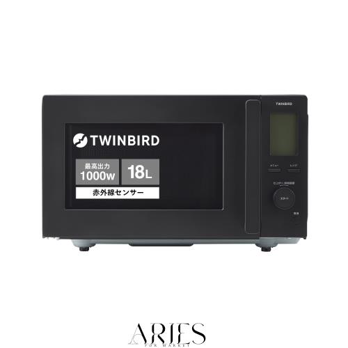 ツインバード 電子レンジ フラットテーブル 一人暮らし 単機能 18L 1000W 赤外線センサー 高出力 簡単操作 シンプル ブラック DR-F282B
