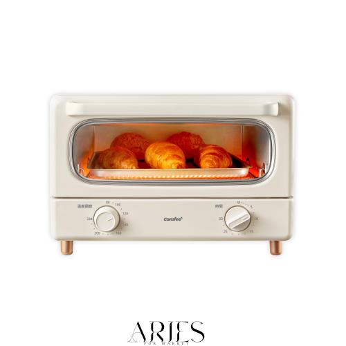 COMFEE’ オープントースター レトロ トースト4枚焼き 黒遠赤ヒーター 1300W高火力 30分タイマー 焼きムラ抑え スライドオープンドア スム