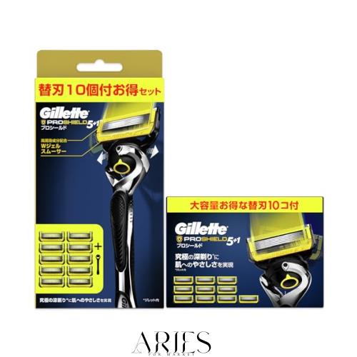 ジレット 髭剃り 本体 替刃 20個 カミソリ 剃刀 メンズ 深剃り 肌に優しい プロシールド 【Amazon.co.jp限定】