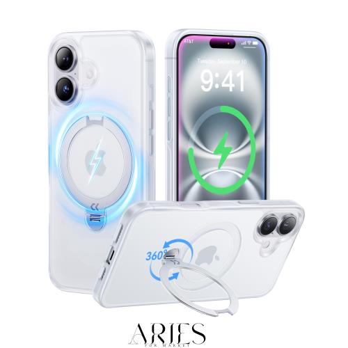 【2025最高傑作＆定点360度回転】CASEKOO iPhone 16 用 ケース 米軍MIL規格 耐衝撃 MagSafe対応 高耐久性【横縦両立・角度自由調整】 最大