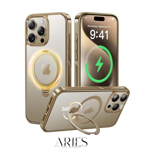 【透き通る上質感・定点360°回転】CASEKOO iPhone 15 Pro Max 用ケース クリア 米軍MIL規格 フィット感 MagSafe対応 ワイヤレス充電 横