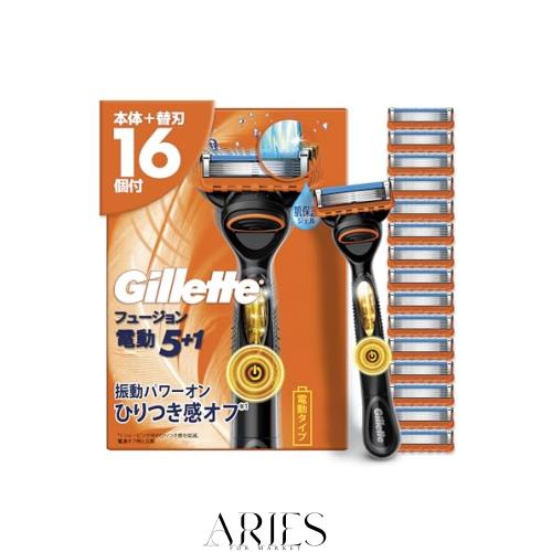 ジレット 髭剃り 電動 本体 替刃 16個 カミソリ 剃刀 メンズ フュージョン 【Amazon.co.jp限定】