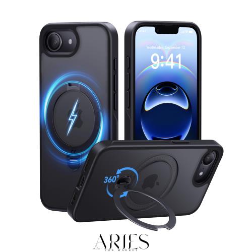 【2025最高傑作＆定点360度回転】CASEKOO iPhone 16e 用 ケース 米軍MIL規格 耐衝撃 MagSafe対応 高耐久性【横縦両立・角度自由調整】急速