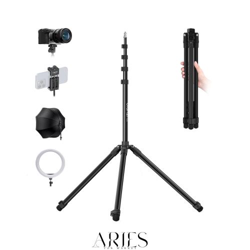 Ulanzi T270 撮影用 ライトスタンド 2.7m カメラ三脚 撮影用スタンド アルミニウム製 軽量 逆向き折り畳み 55-270cm 5段伸縮 1/4ネジ搭載