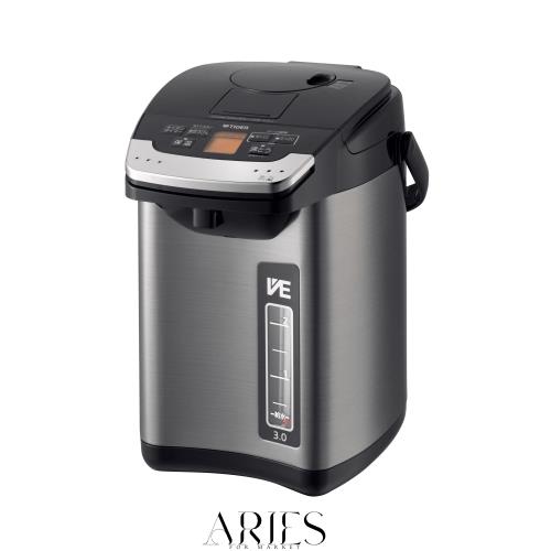 タイガー魔法瓶(TIGER) 電気ポット 蒸気レス 節電VE 安心・安全構造 お湯計量機能付き とく子さん 3L ブラック PIG-H300K