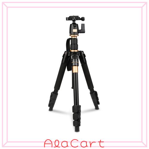 AFAITH カメラ三脚 トラベル三脚 360度ボール雲台 一脚可変式 アルミ製 4段 全高139cm 縮長36.5cm 脚径24mm 逆向き折畳 水準器搭載 クイ