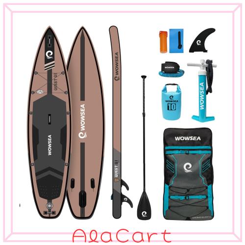 WOWSEA Q1 インフレータブルパドルボード 335cm長x 79cm幅x 15cm厚 耐久性のある安定レジャーSUPボード したツーリング ヨガiSUP ブルー
