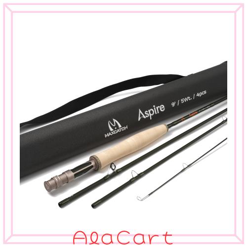 M MAXIMUMCATCH Maxcatch Aspire - フライロッド 40Tカーボンファイバー 陽極酸化リールシート、4ピースフライフィッシングロッド、5/6/8