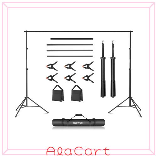 NEEWER 背景スタンド2x3m 調節可能な撮影スタンド 背景布/背景シートを支える背景スタンド 結婚式、パーティー、スタジオ撮影に対応 クロ