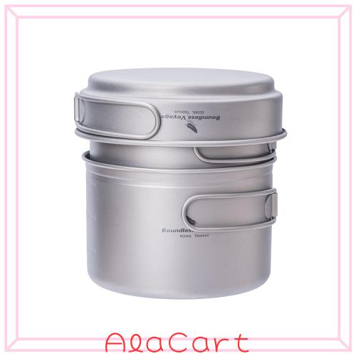 Boundless Voyage チタン クッカーセット キャンプ フライパン ポット 登山鍋 コッヘル クッカーソロセット 超軽量 頑丈 直火OK 調理器具