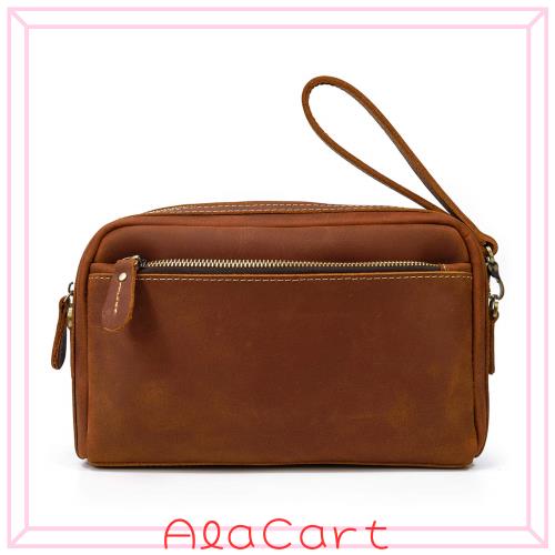 [Luufan] セカンドバッグ 紳士用 2way 本革 クラッチバッグ メンズ レザー ミニ ショルダーバッグ パーティー 結婚式 ライトブラウン