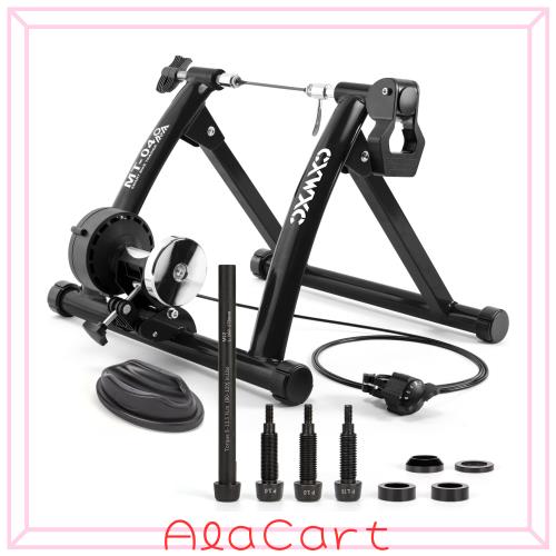 CXWXC サイクルトレーナー スルーアクスルセット付き 自転車 ローラー台 26〜29インチ対応 6段階負荷調整 折りたたみ式 ブラック (MT-04D