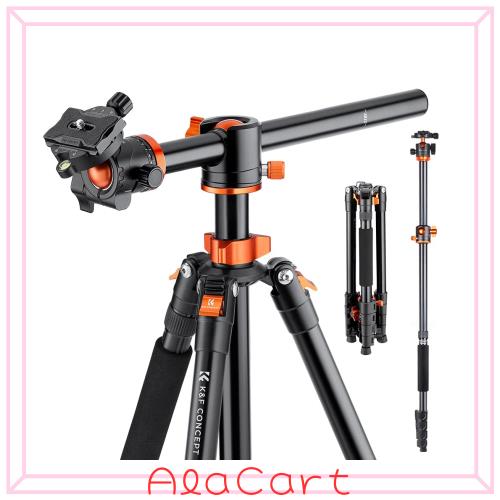 K＆F Concept 一眼レフ三脚 カメラ 183cm 35cm中心軸横断 俯瞰撮影 360度回転 反転センターポール 一脚可変 低重心自由雲台 アルミ合金 4