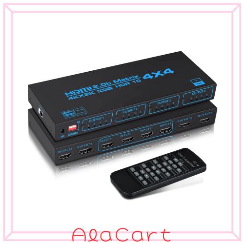 avedio links 4K@60Hz HDMIマトリックス 4入力4出力 EDID抽出器 HDMI分配器 切り替え器 リモコン付き HDR HDMI2.0b HDCP 2.2 3D YUV 4:4: