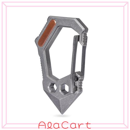 KeyUnity KU02 EDCマルチツール チタン メンズ カラビナキーホルダー EDCツール 7in1工具 カラビナ+手動式ドライバー 軍用チタン製 真鍮
