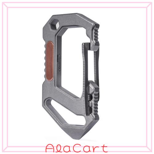 KeyUnity KU03 EDCマルチツール キーホルダー型 チタン カラビナキーホルダー EDCツール 6in1工具 メンズ 軍用チタン製 真鍮の装飾 石洗