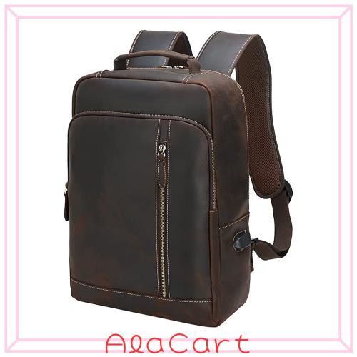 [Masa Kawa] 雅革 本革 リュック メンズ ビジネスリュック 革 リュックサック 15.6インチPC 2泊1日 大容量 バックパック 通学 通勤 出張