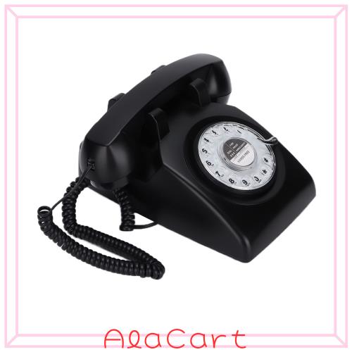 回転式ダイヤル電話、60年代のレトロな固定電話クラシックな昔ながらのカーリーコードデスク電話、家庭、オフィス、コーヒーショップ用(