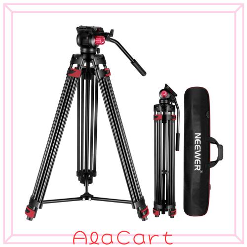 NEEWER ビデオ三脚 200cm 360°フルード雲台 QRプレート付き 調節可能 大型 カメラ三脚 DSLR 一眼レフ/ビデオカメラに適用 アルミ合金製